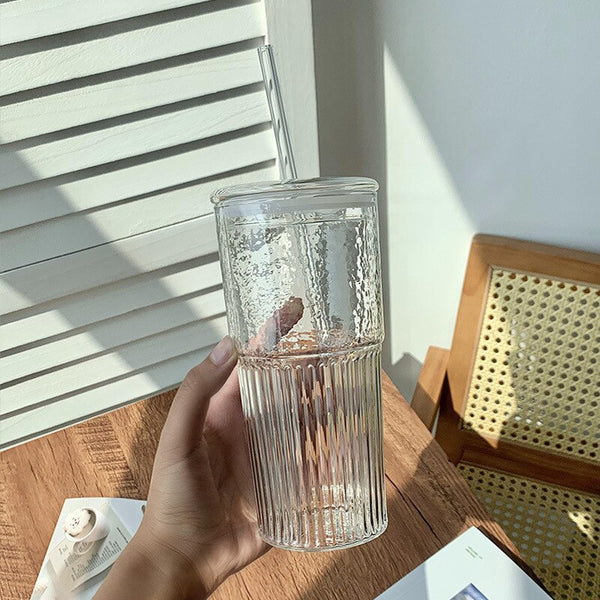 600ml Glass Cup With Lid and Straw – Dear Cece
