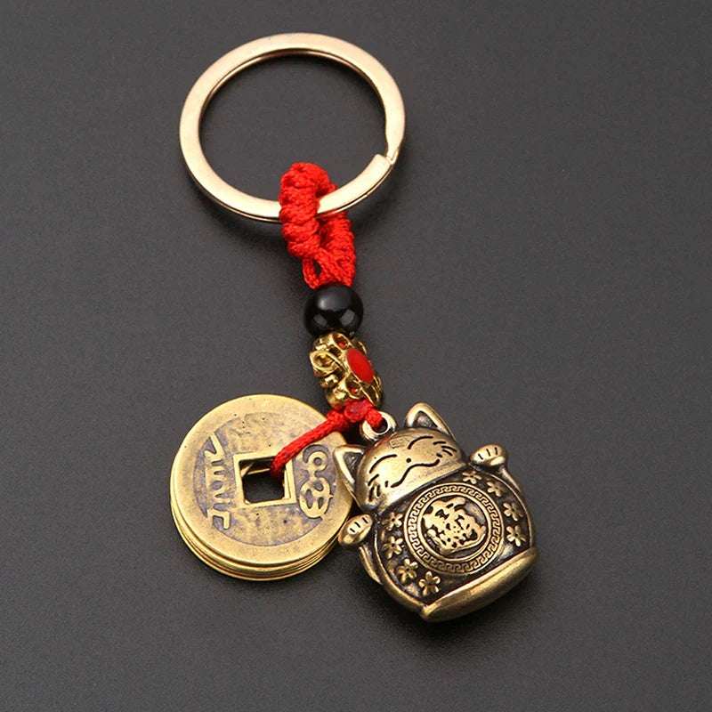 Handmade Brass Lucky Cat Keychain - 5.99 | Dear Cece